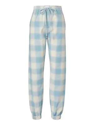 Attico Checked Cotton And Wool Tapered Pants - Blue