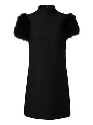 Valentino Garavani Crepe Couture Feather-trimmed Minidress - Black