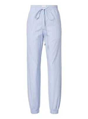 Attico Striped Cotton Tapered Pants - Blue