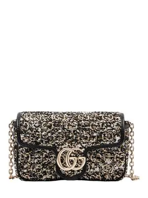Gucci Gg Marmont Mini Tweed Shoulder Bag - Black