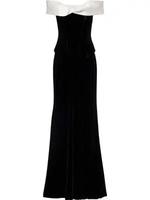 Costarellos Off-shoulder Bustier Gown - Black