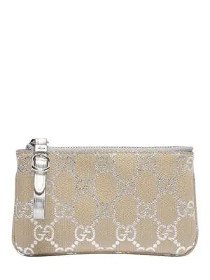 Gucci Gg Leather-trimmed Pouch - Beige