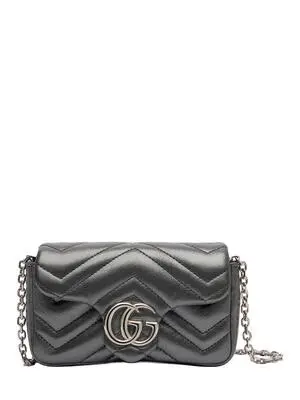 Gucci Gg Marmont Mini Leather Shoulder Bag - Grey