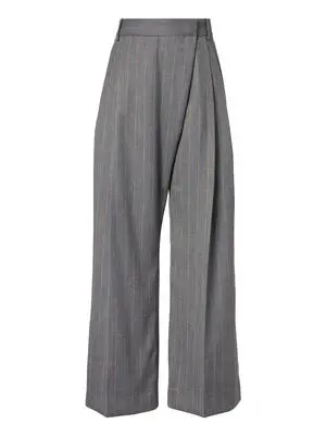 GANNI Pinstripe Wide-leg Trousers - Grey