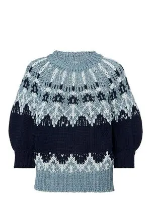 Altuzarra Marty Fair Isle Cotton Sweater - Blue