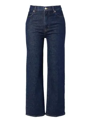 FRAME Cropped High-rise Wide-leg Jeans - Blue