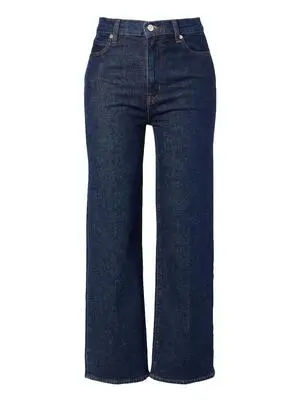 FRAME Cropped High-rise Wide-leg Jeans - Blue