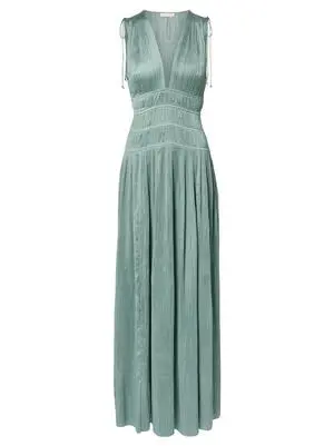 Ulla Johnson Tasneem Satin Plissé Gown - Blue