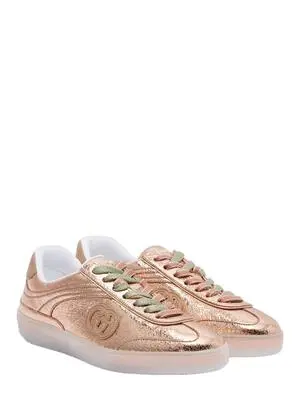 Gucci G75 Metallic Leather Sneakers - Pink