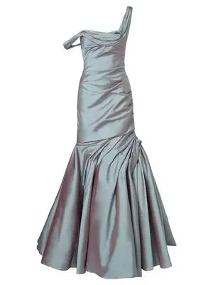 MARMAR HALIM Asymmetric Ruched Gown - Blue