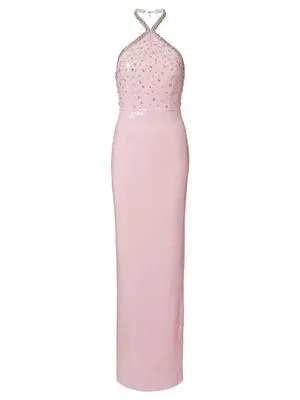 Rebecca Vallance Lydia Sequined Halterneck Gown - Pink