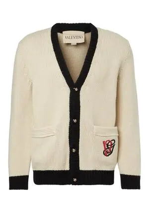 Valentino Garavani Embroidered Virgin Wool Cardigan - Beige