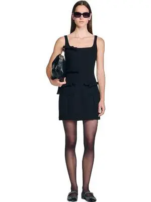 Sandro Mini Strappy Dress With Bows - Black