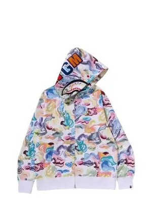 A BATHING APE Art Camo Shark Full Zip Hoodie - White