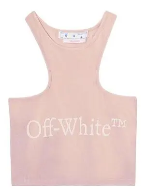Off-White Logo Patch Ribbed Vest Top - Pink/white