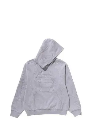 A BATHING APE Padded Shark Cropped Fit Pullover Hoodie - Gray
