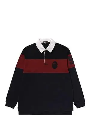 A BATHING APE Longsleeve Ii Rugby Polo Shirt - Navy Blue
