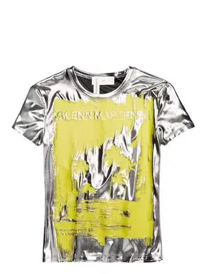 H&m Printed Metallic T-shirt - Silver