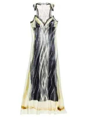 H&m X Glenn Martens Printed Satin Dress - Black/pattern