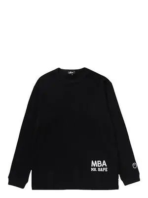 A BATHING APE Waffle Basic Long Sleeve Tee Shirt - Black