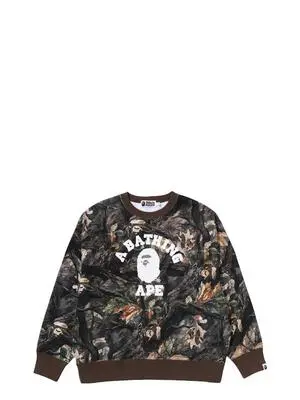 A BATHING APE Tree Edge Camo College Relaxed Fit II Crewneck Sweatshirt Brown