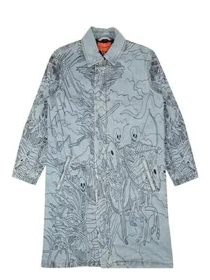 WHO DECIDES WAR BY EV BRAVADO Four Horsemen Denim Trench Coat - Blue
