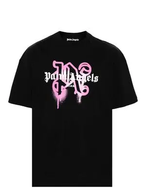 Palm Angels Miami Monogram Spray Print T-shirt - Black
