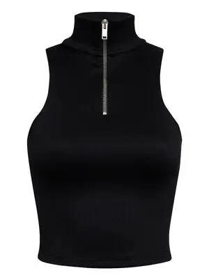 Rhude Ribbed Knit Mock Neck Top - Black