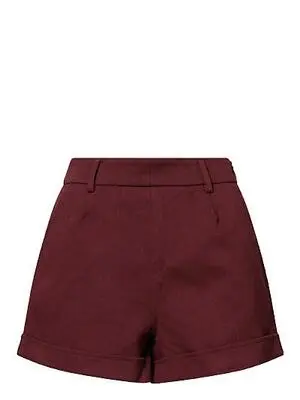L.A-SPACE High-rise Tailored Cotton-blend Shorts - Burgandy