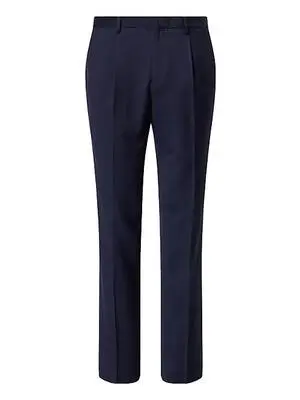 Sunspel Pleated Straight-leg Wool Trousers - Navy