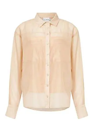 L.A-SPACE Oversized Embroidered Organza Shirt - Camel