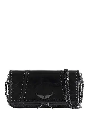 Zadig&Voltaire Rock Vintage Patent-stud Leather Clutch Bag - Black