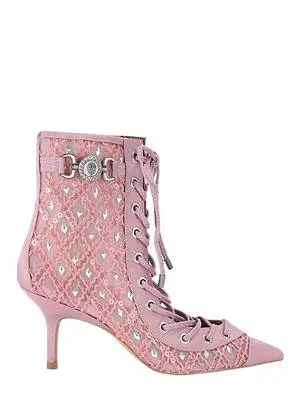 Kurt Geiger Mansion Corset Mesh Ankle Boots - Pale Pink