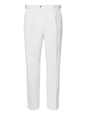 OSCAR JACOBSON Delon Adjustable-waist Cotton Trousers - Snow White