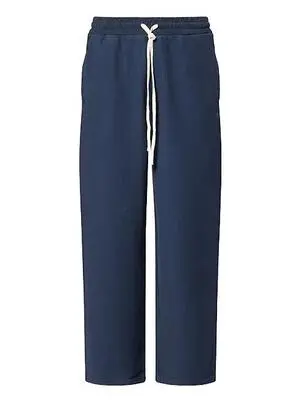 THE COUTURE CLUB Ribbed Wide-leg Cotton-jersey Jogging Bottoms - Navy