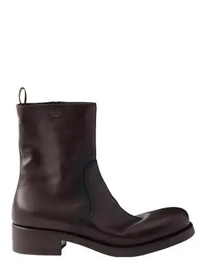 Prada Round-toe Leather Mid-calf Boots - Brown