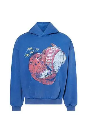 GODMADE Graphic-print Cotton Hoody - Blue