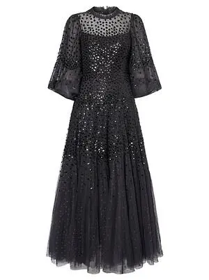 NEEDLE & THREAD Sequin Woven Gown - Graphite