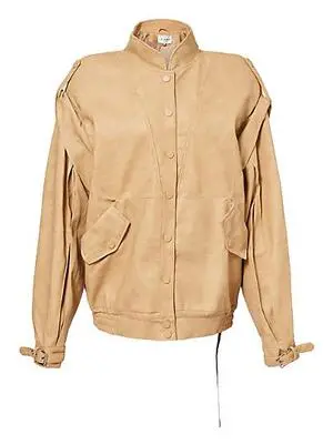L.A-SPACE Embossed-logo Faux-leather Jacket - Cream