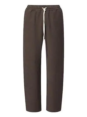THE COUTURE CLUB Ribbed Wide-leg Cotton-jersey Jogging Bottoms - Brown