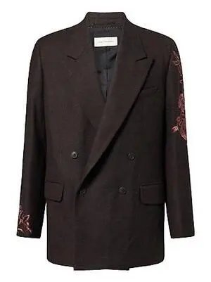 Dries Van Noten Bishop Embroidered Wool Jacket - Dark Brown