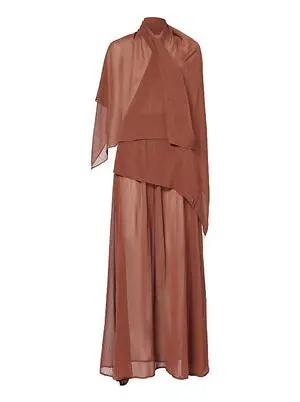L.A-SPACE Scarf And Midi Skirt Set - Brown