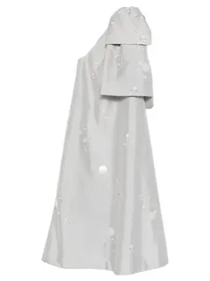 Bernadette Embroidered One-shoulder Gown - Grey