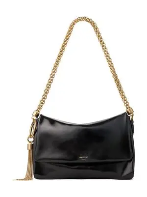 JIMMY CHOO Callie Flap Biker Leather Shoulder Bag - Black