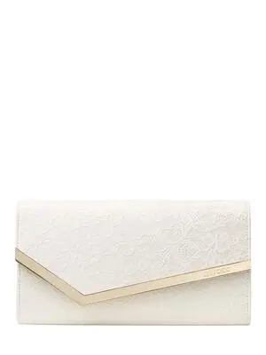 JIMMY CHOO Emmie Lace Clutch - Ivory/light Gold