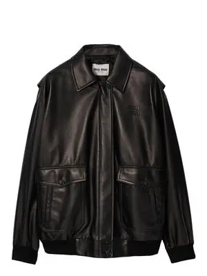 Miu Miu Nappa Leather Blouson Jacket - Black