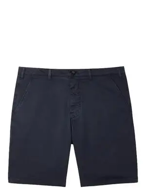Paul Smith Stretch Cotton-twill Shorts With Embroidery Detail - Blue