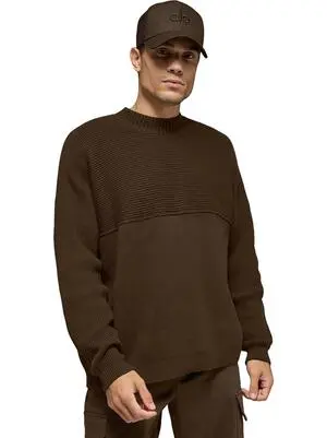 Alo Yoga Domain Shift Rib Knit Crewneck Top - Espresso