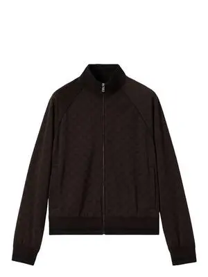 Gucci Gg Jersey Jacquard Zip Jacket - Brown