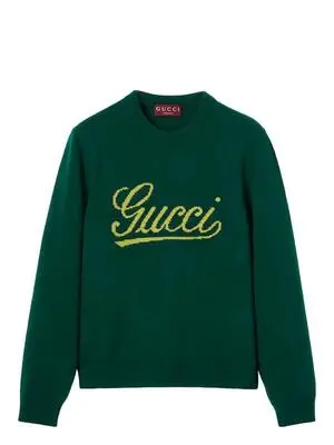Gucci Knit Wool Sweater With Intarsia - Green